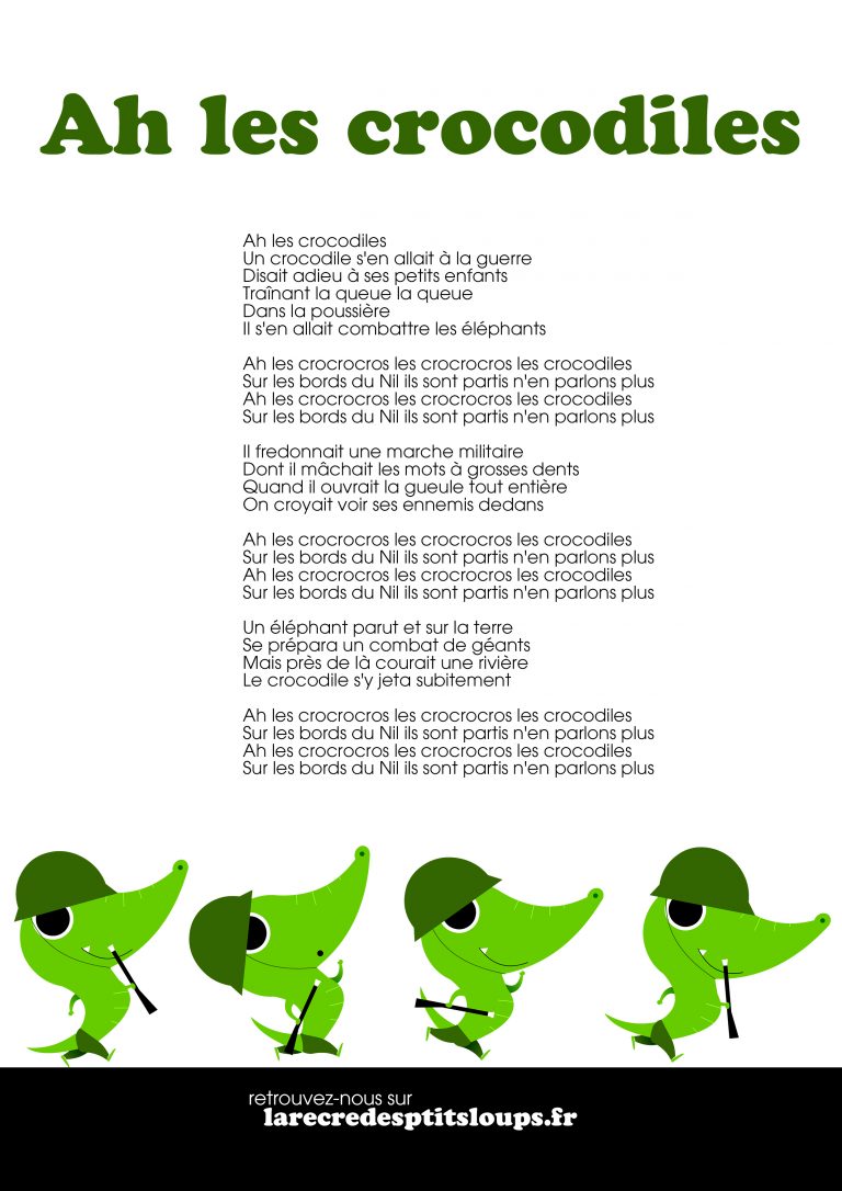 Paroles à imprimer de la comptine AH LES CROCODILES
