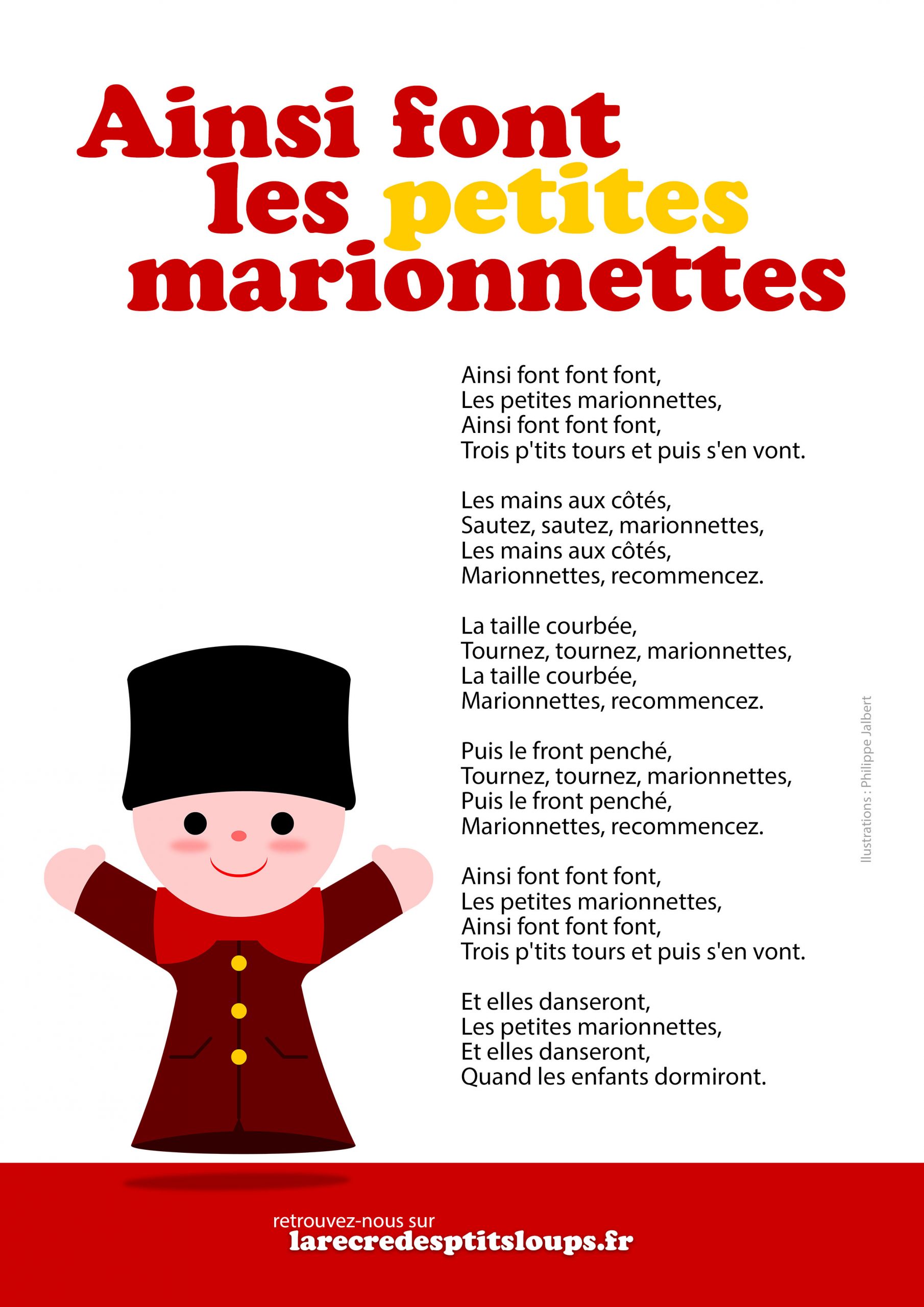 Ainsi font font font les petites marionnettes paroles de la comptine